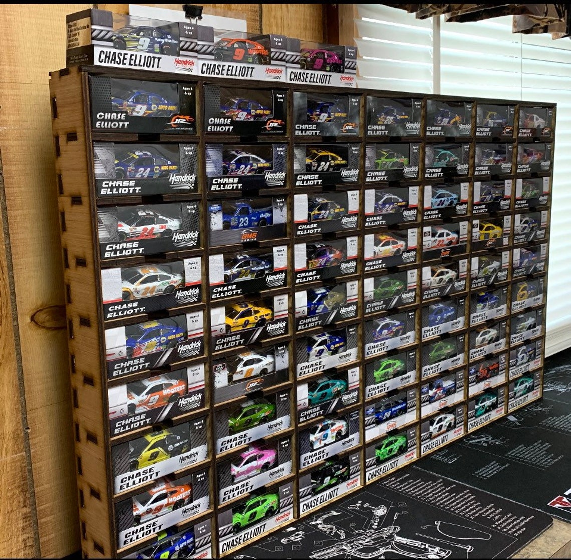 Nascar Wood Model Display Rack Shelf With 63 Cells. 1:64 Diecast Nascar ...