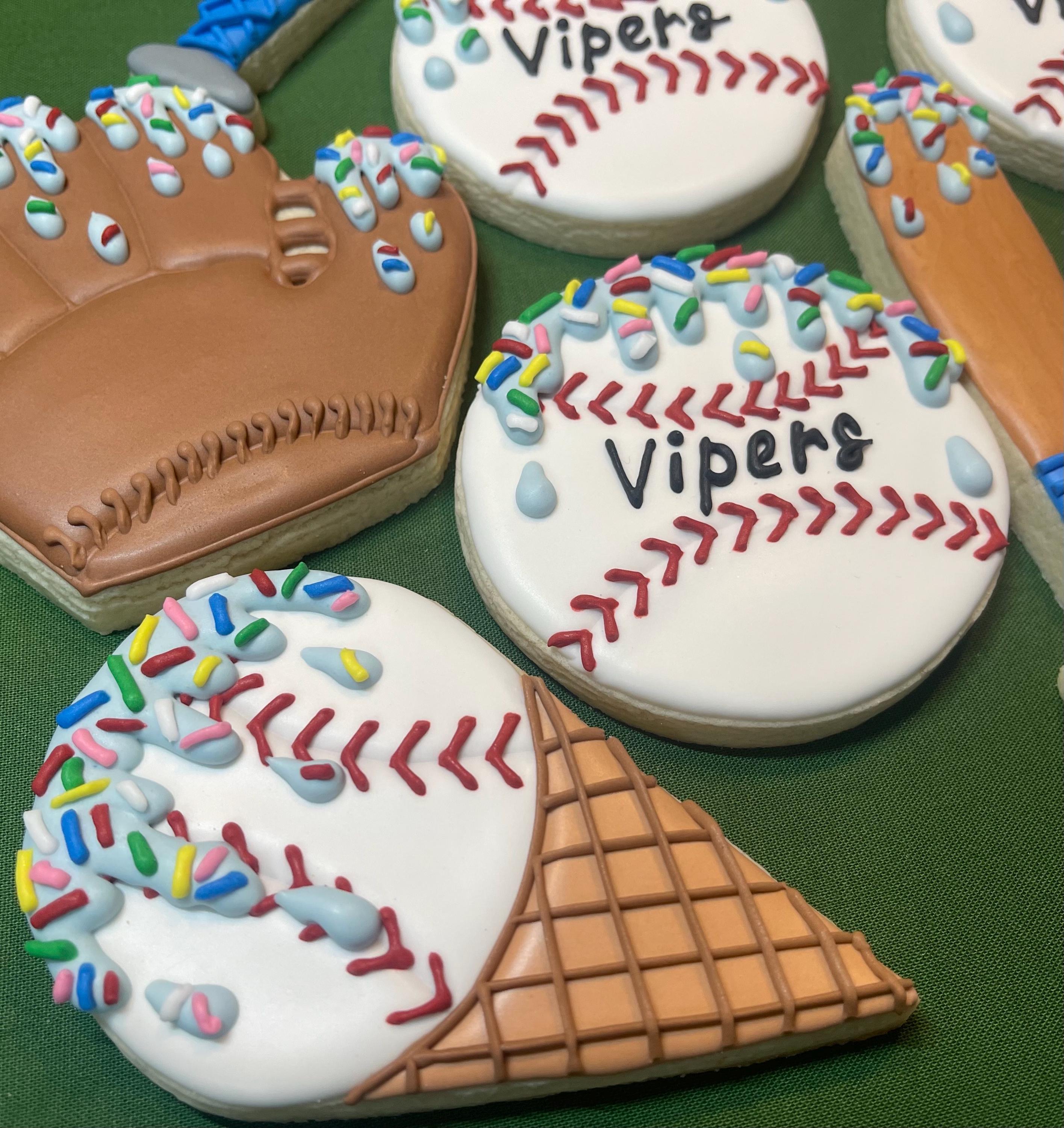 Baseball/softball Ice Cream Drip Royal Icing Cookies - the Coolest Game ...