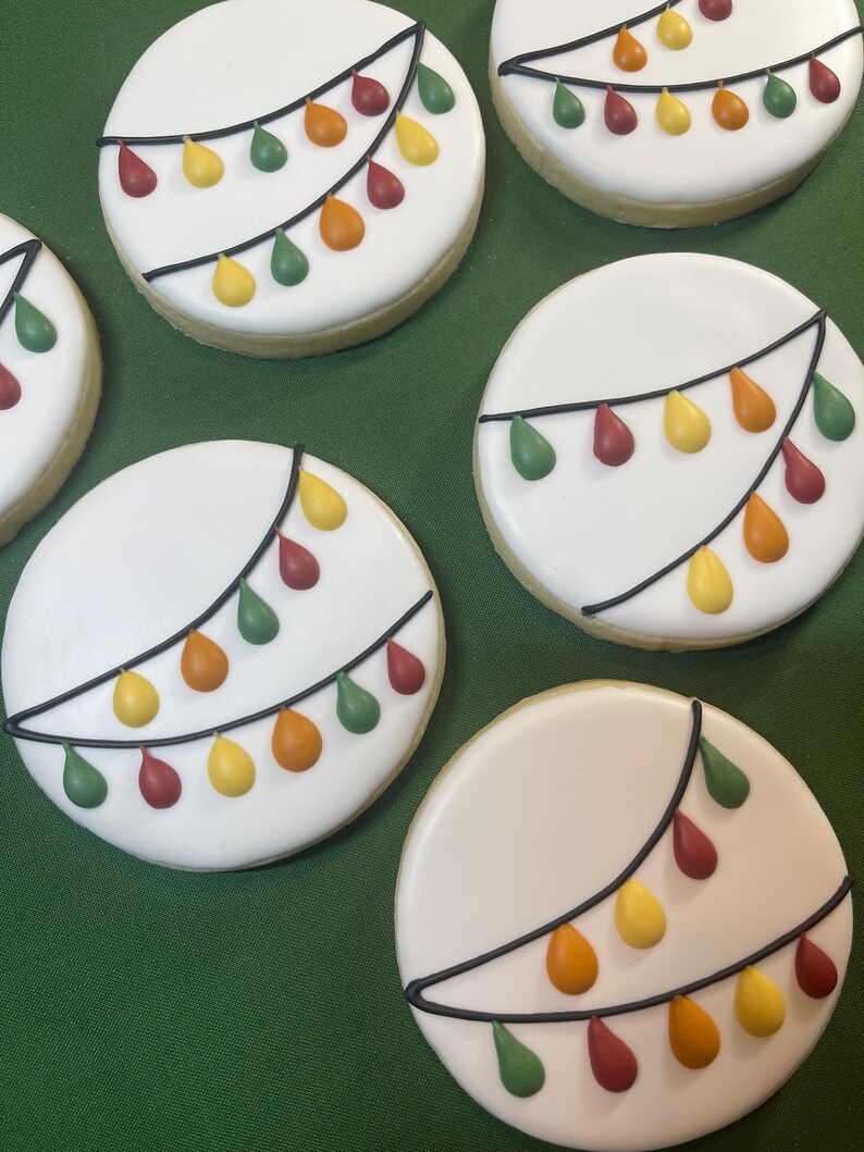 Holiday Lights Royal Icing Cookies, Party Favors - Etsy