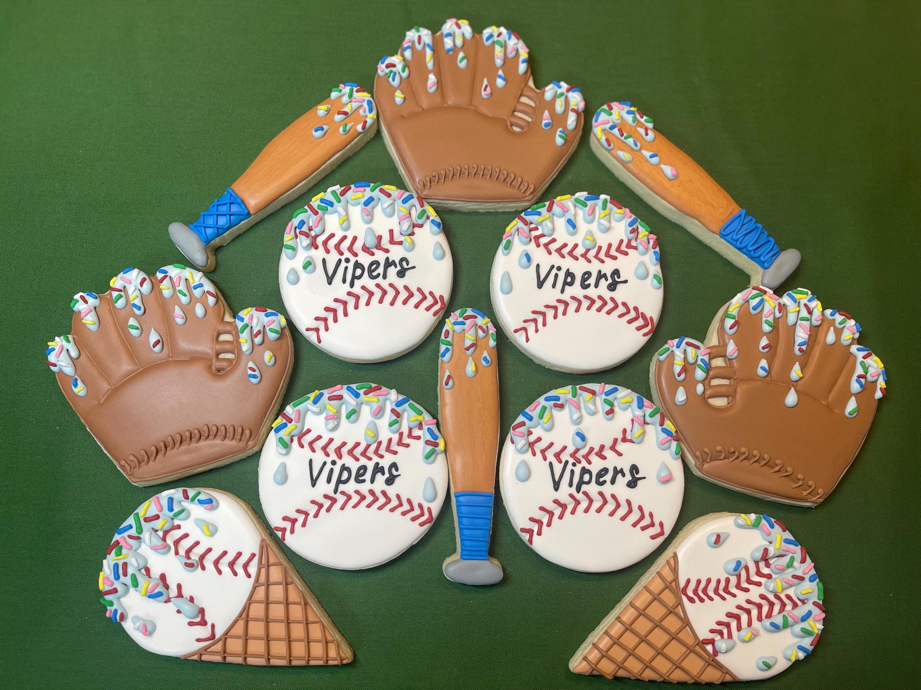 Baseball/softball Ice Cream Drip Royal Icing Cookies - the Coolest Game ...