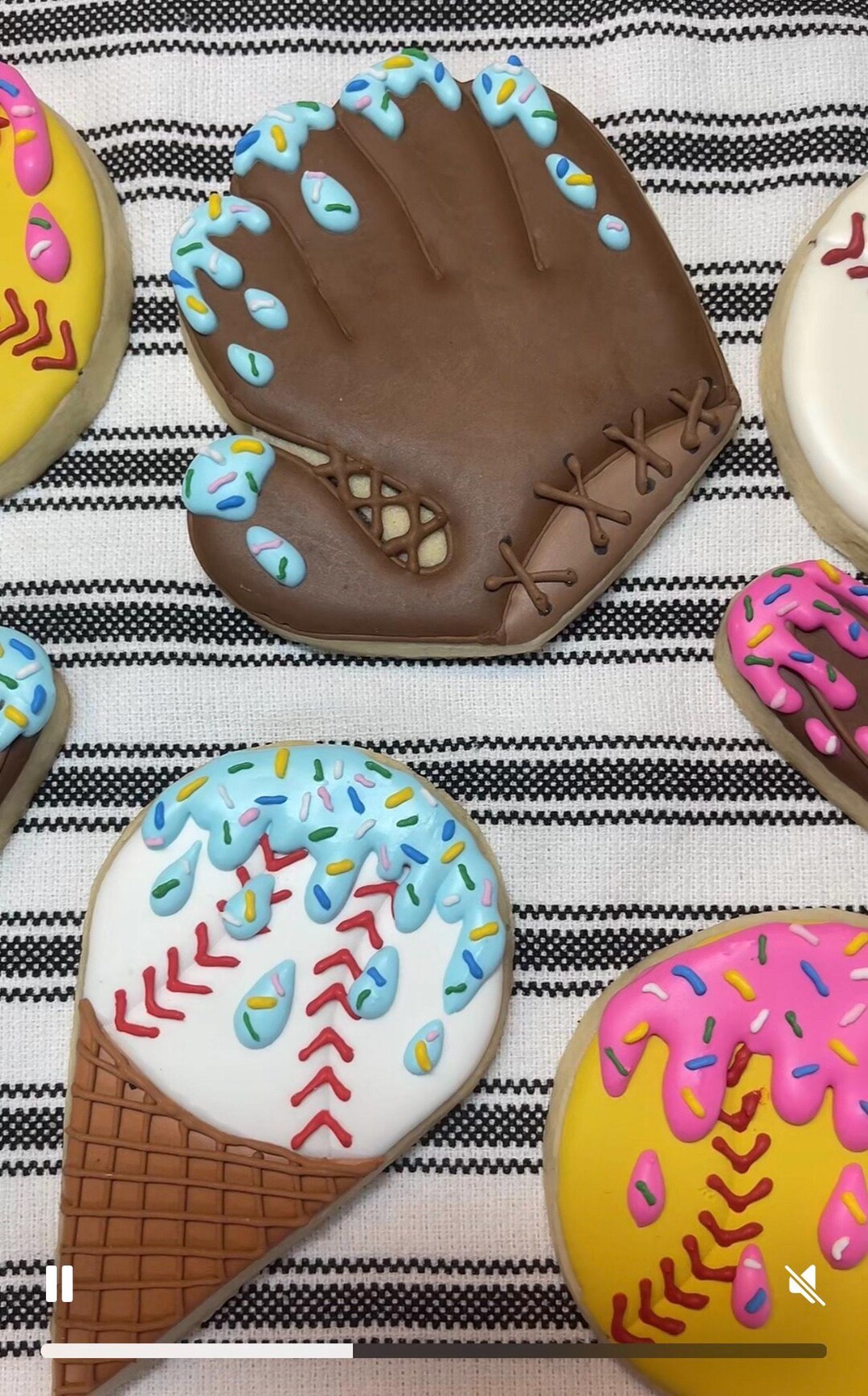 Baseball/softball Ice Cream Drip Royal Icing Cookies - the Coolest Game ...