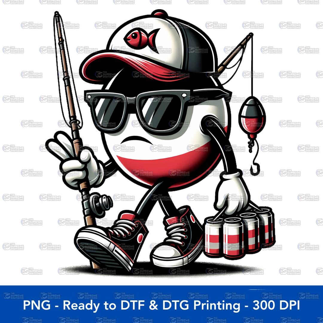 Cool Fishing Bobber PNG | Bass Fishing Sublimation Design for Apparel ...