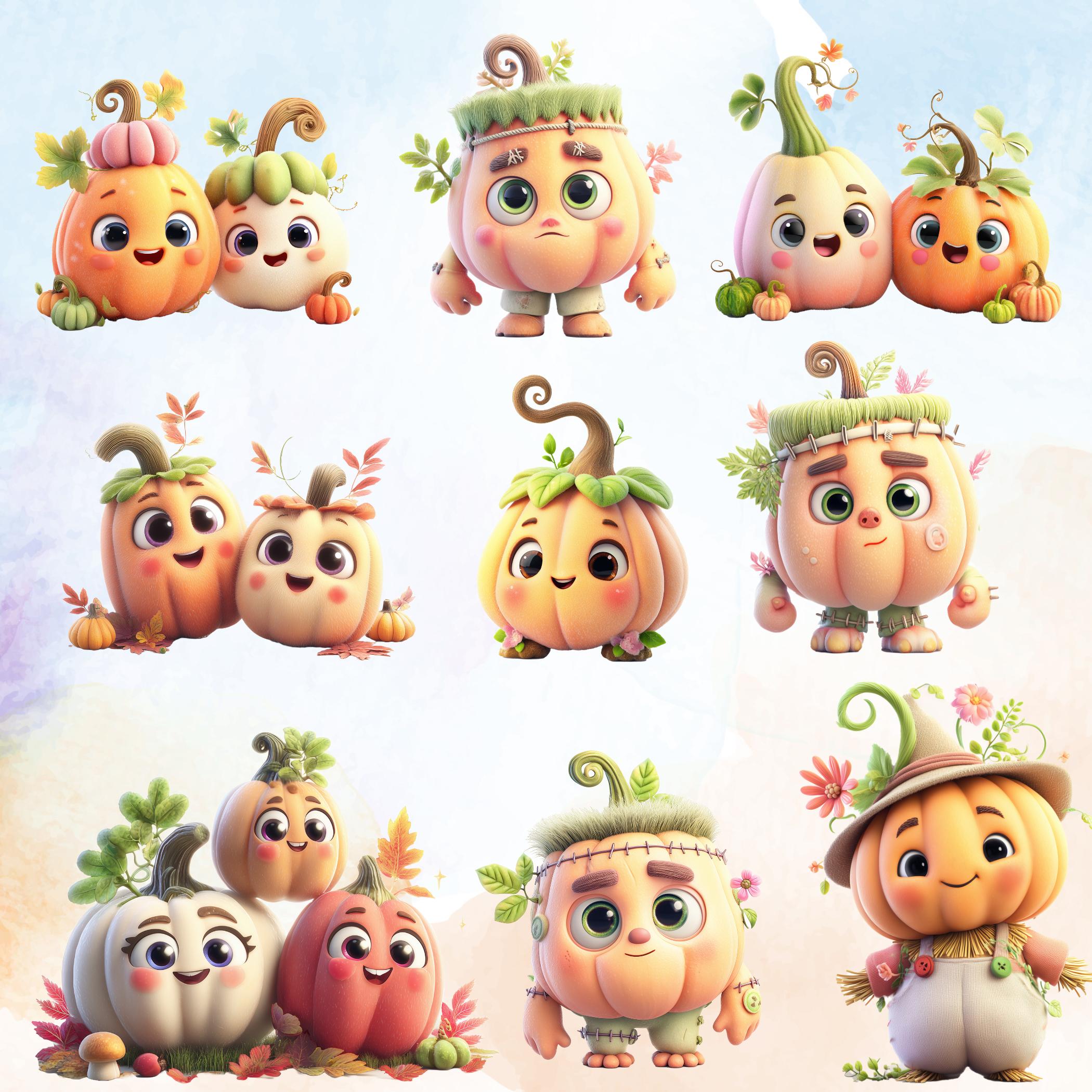 Cute Pumpkin Clipart – Fall & Halloween Pumpkins PNG Bundle for ...