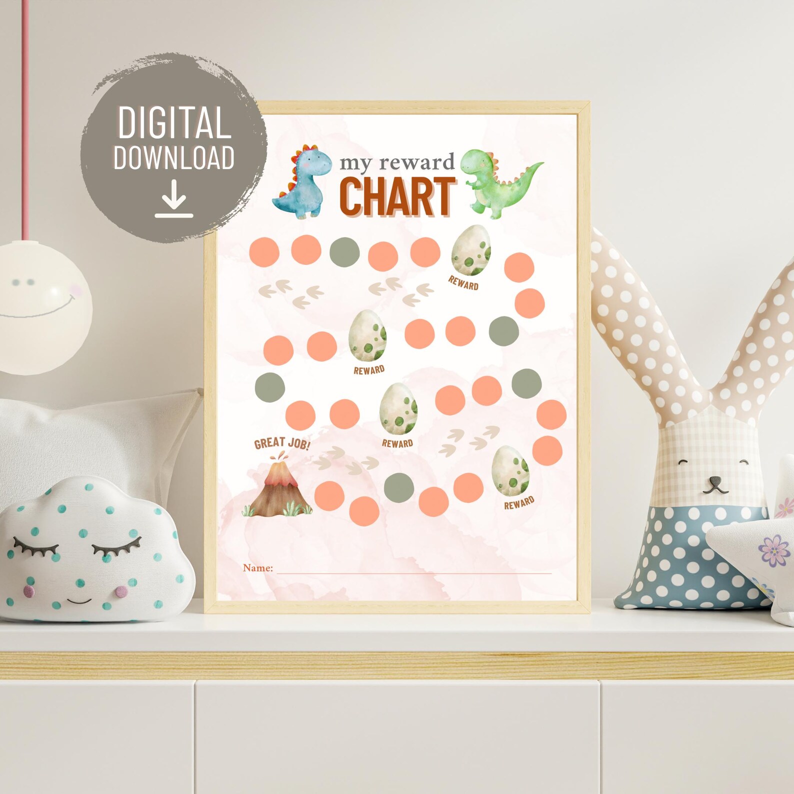 Dinosaur Reward Chart for Kids - Printable Chore Chart | Dino Behavior ...