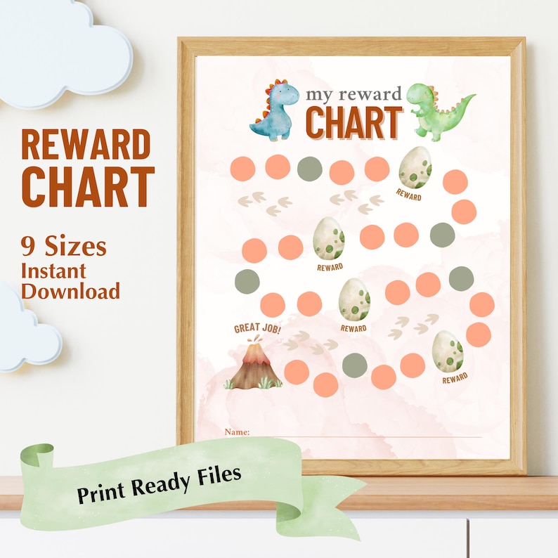 Dinosaur Reward Chart for Kids - Printable Chore Chart | Dino Behavior ...
