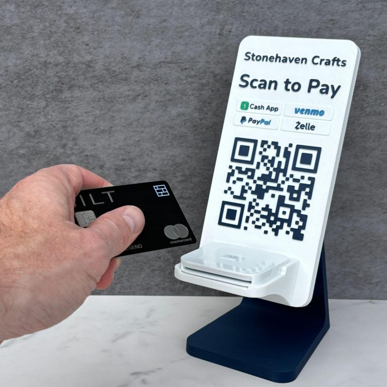 Square Reader Holder & QR Payment Sign: Venmo, Cashapp, Paypal, Zelle ...