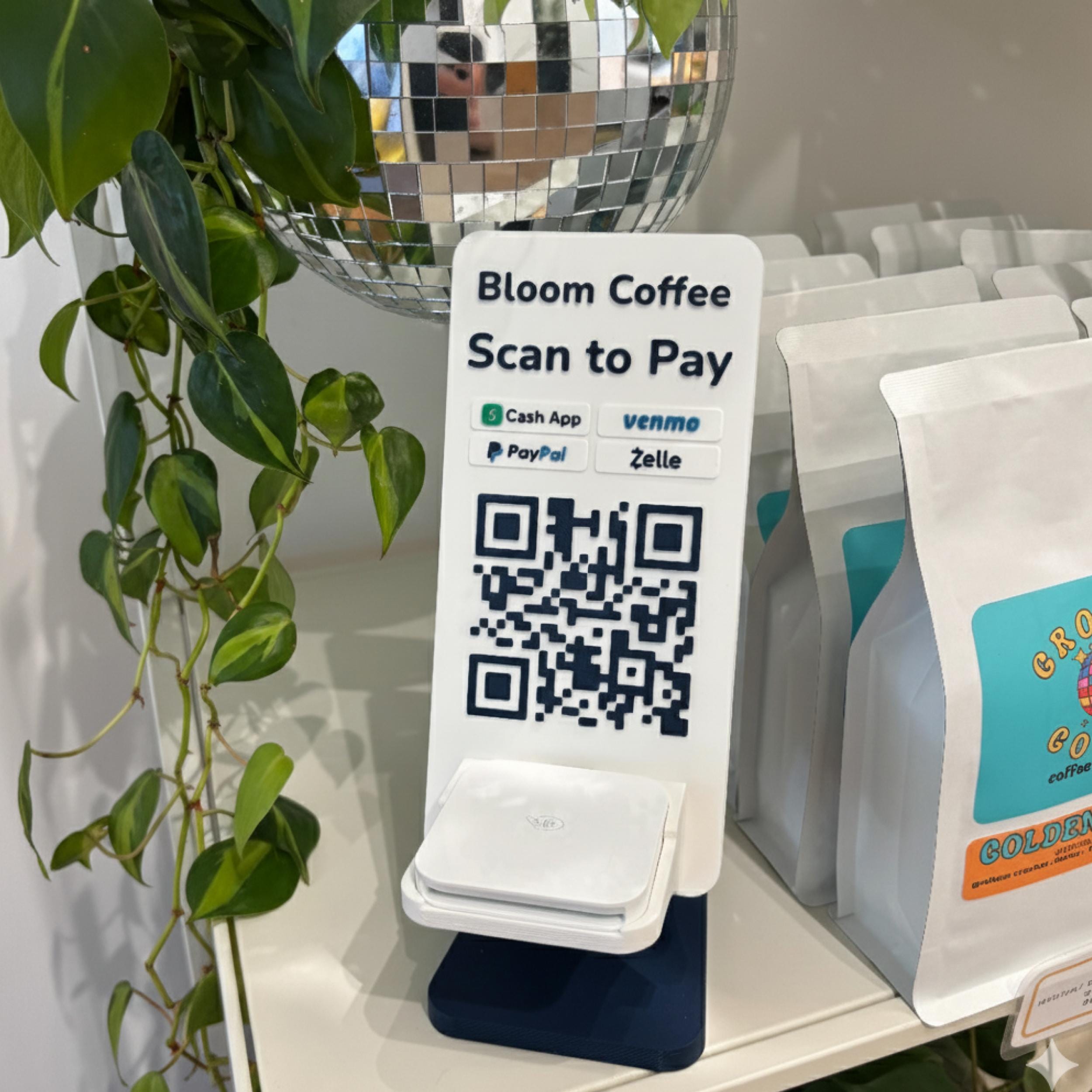 Square Reader Holder & QR Payment Sign: Venmo, Cashapp, Paypal, Zelle ...