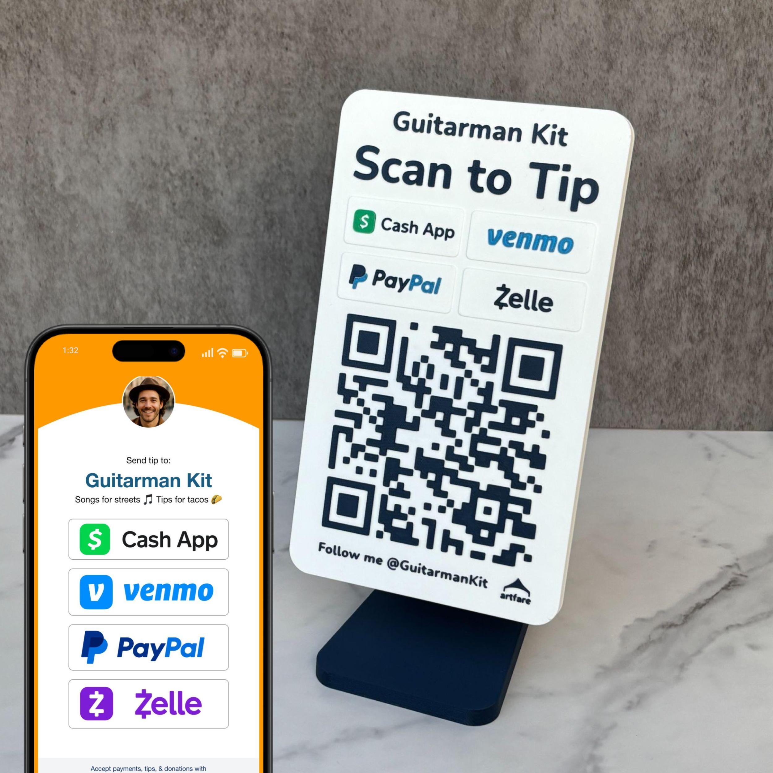 Large QR Code Payment Sign: Venmo, Cashapp, Paypal, Zelle in One QR ...
