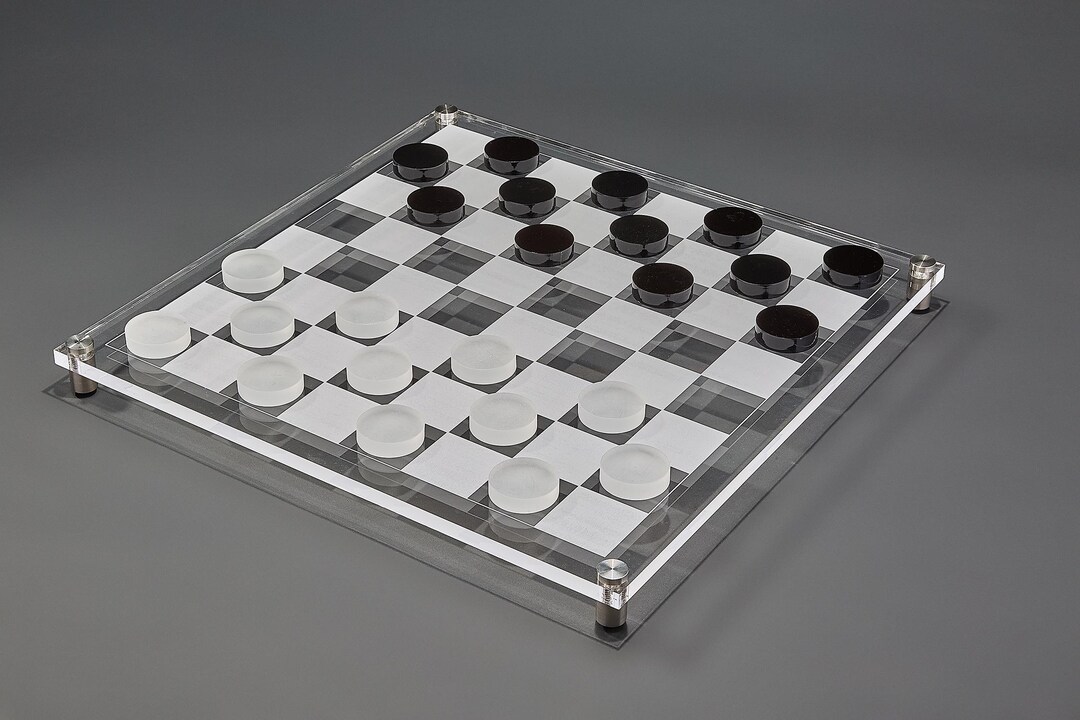 Custom Acrylic Checkers Game Set, Modern Luxe Board Game With Gold or ...