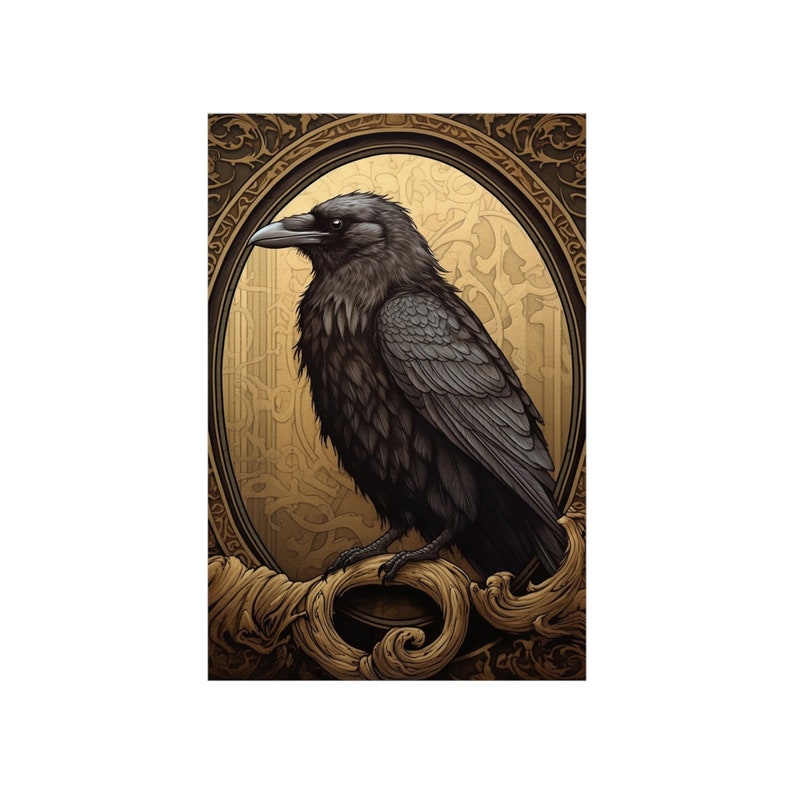 Raven in an Antique Frame Art Print - 12x18 Inches on Matte Paper - Etsy