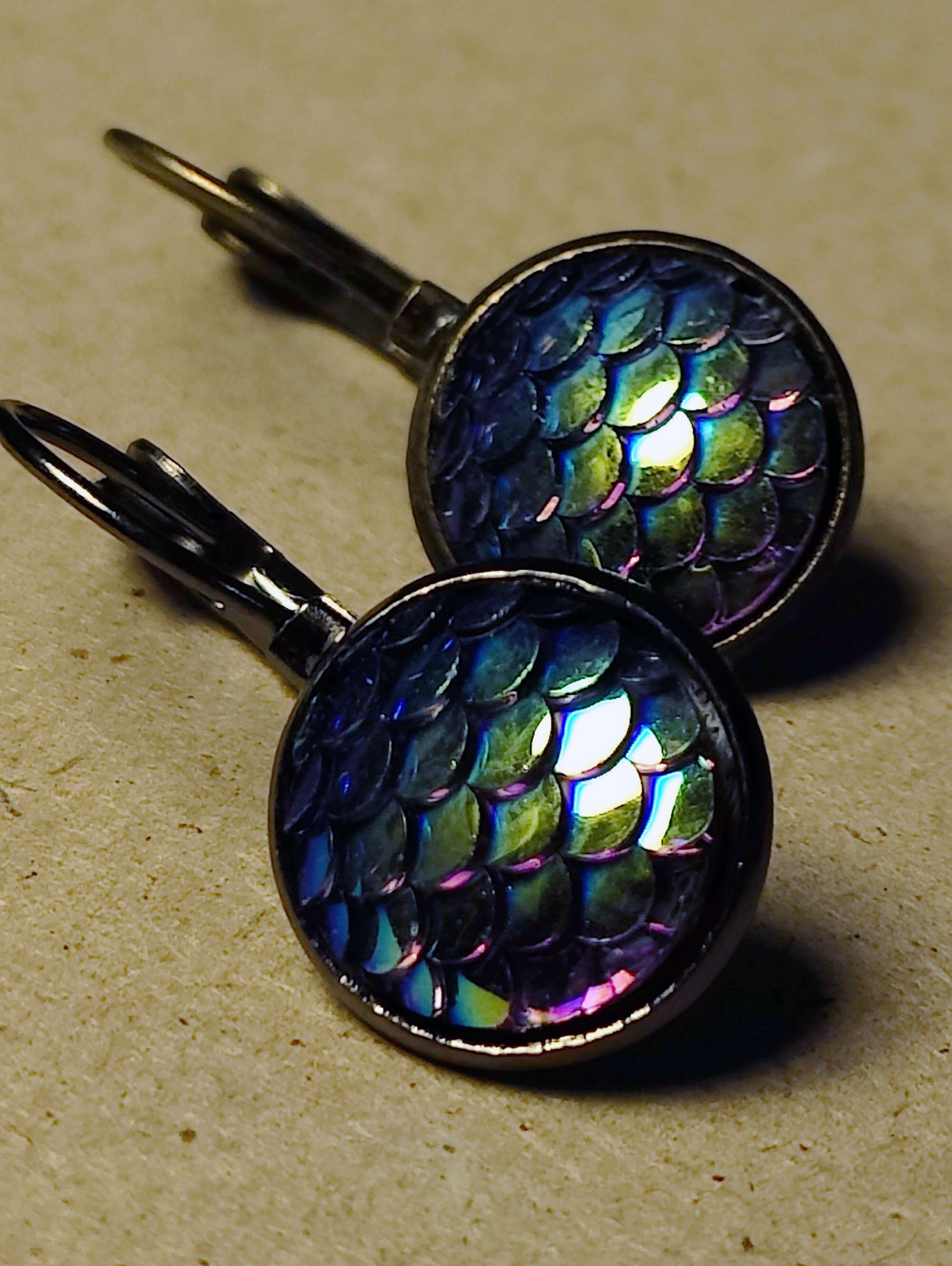 Colorful Dragon Scale Earrings, Mermaid Scales, Fantasy Jewelry ...