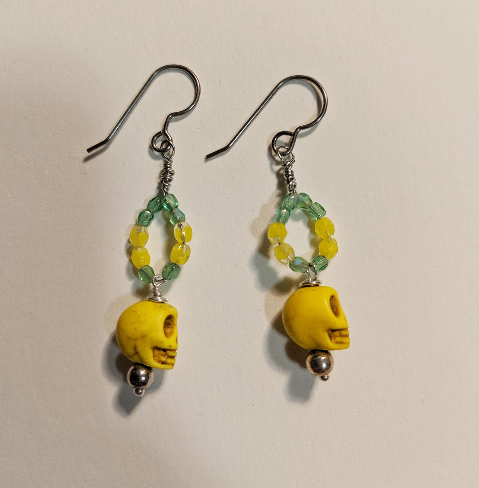 Day of the Dead Inspired Earrings Swarovski Crystals Yellow - Etsy