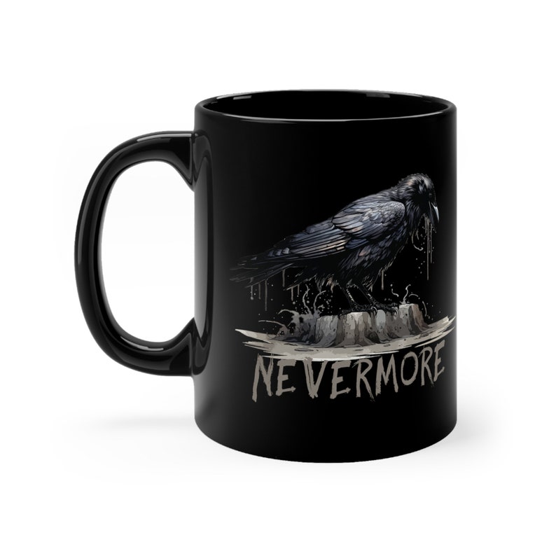 Nevermore Poe's Raven Coffee Mug Halloween Mug in White - Etsy