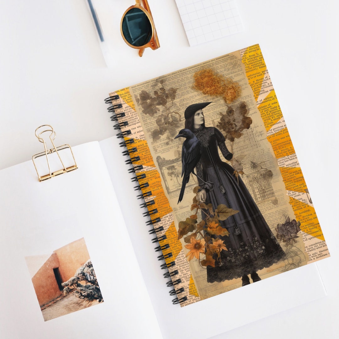 Crow Woman Collage Spiral Notebook, Magpie, Scrapbook Notes, Poetry ...