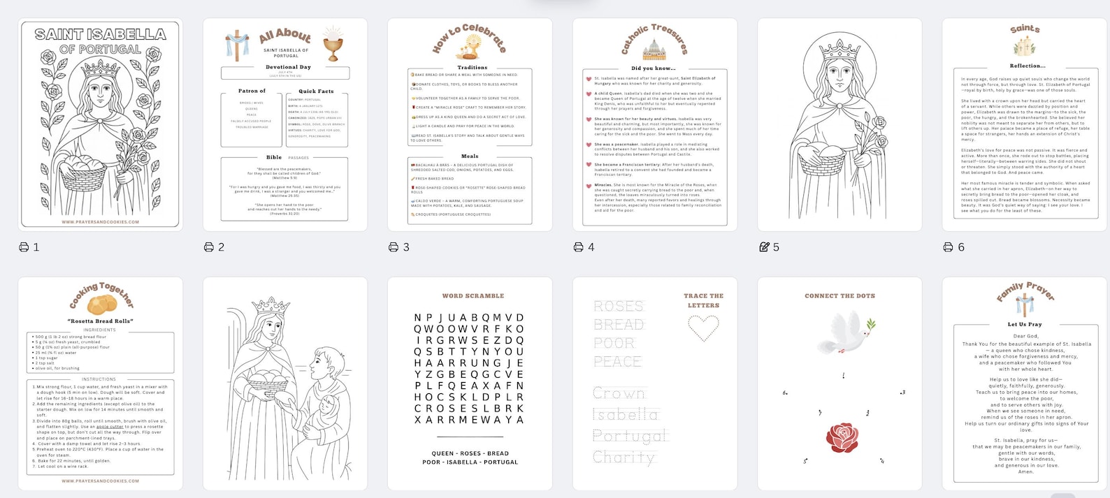 St Isabella of Portugal - 12 Pages Catholic Saint Booklet (coloring ...