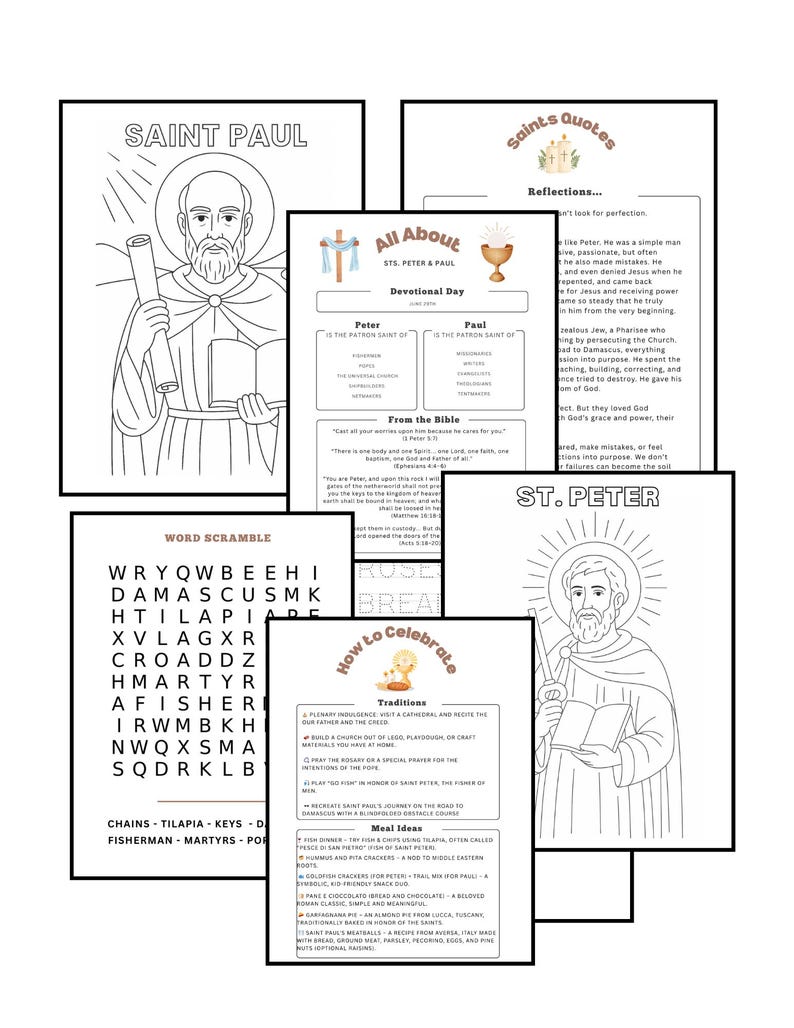 Sts. Peter & Paul - 14 Pages Catholic Booklet for Kids (coloring Pages ...