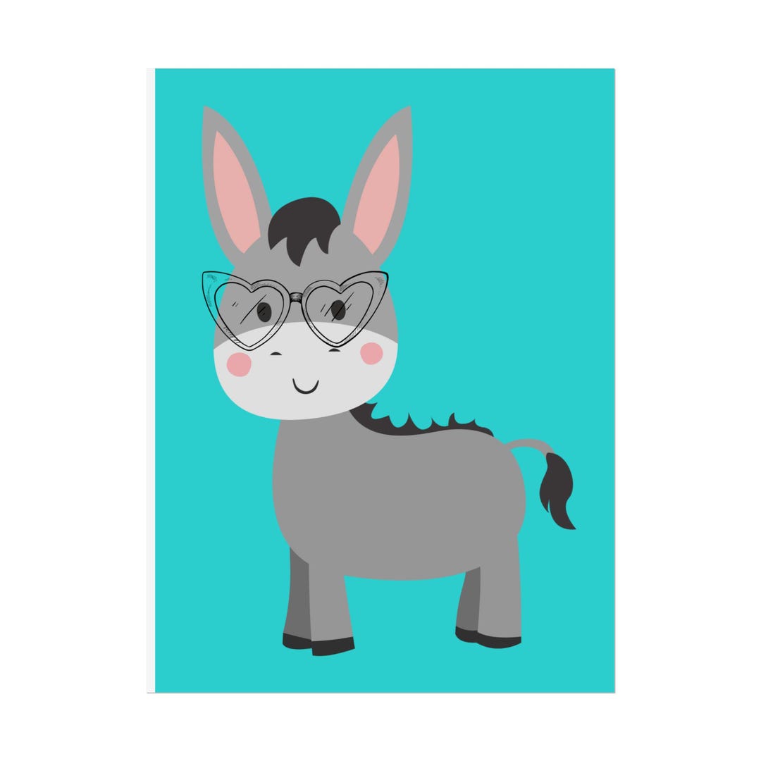 Cute Donkey Rolled Posters, Nursery Decor, Kids Room Wall Art, Baby ...