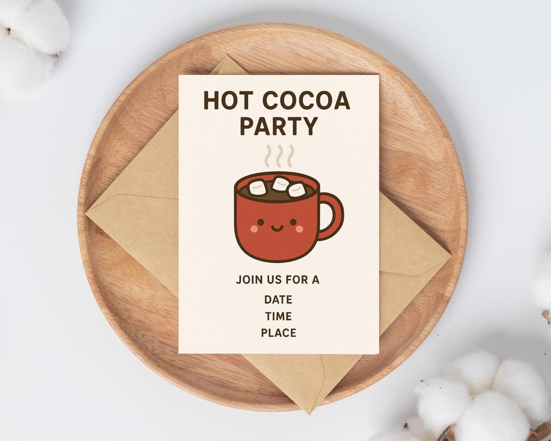 Hot Cocoa Party Invitation | Winter Gathering, Editable Template (canva ...