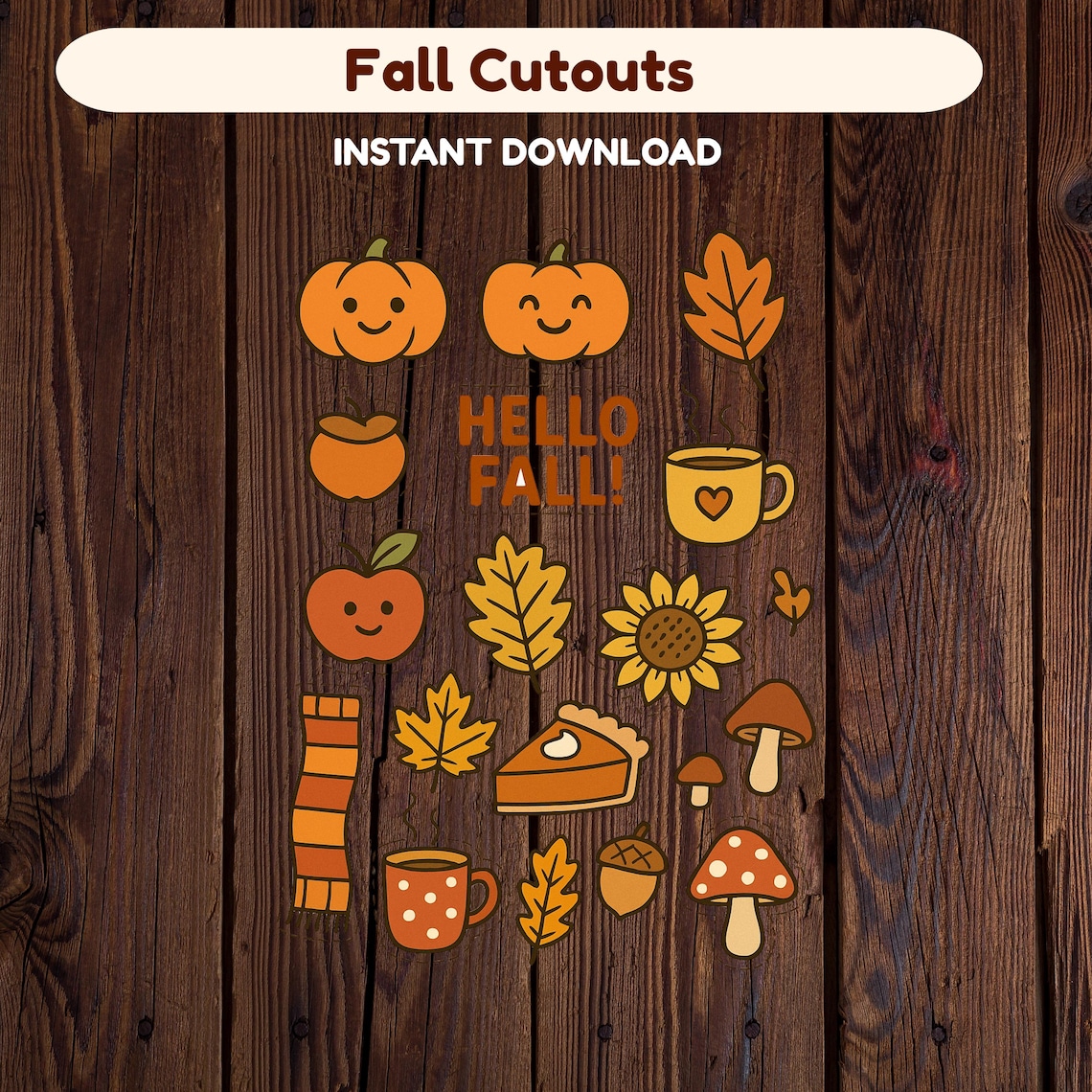 Fall Cutouts Printable, Autumn Illustrations, Kids Crafts (digital ...
