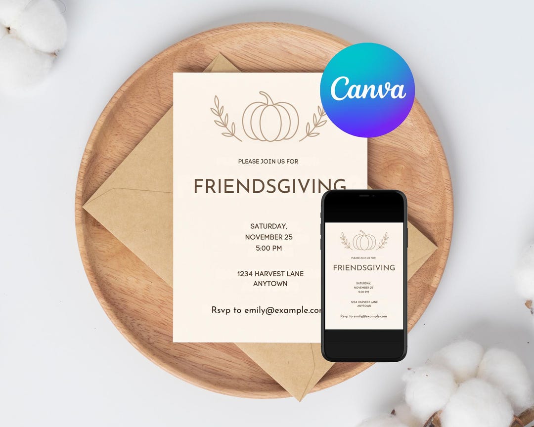 Cozy Dinner Party Friendsgiving Invitation | Warm Candlelit Autumn ...