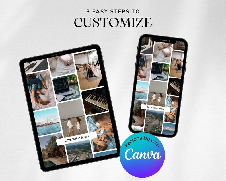 Simple Phone Vision Board Template | Editable Digital Wallpaper - Etsy