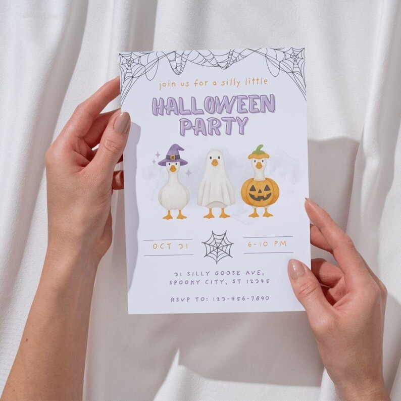 Silly Goose Halloween Birthday Invitation: Editable Canva Template ...