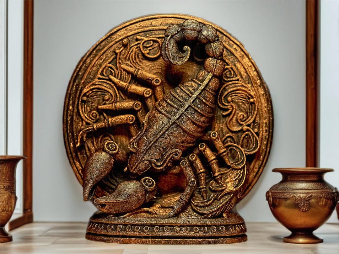 Zodiac Sign Figurine Scorpio – Gold Hand-painted, Astrology Decoration ...