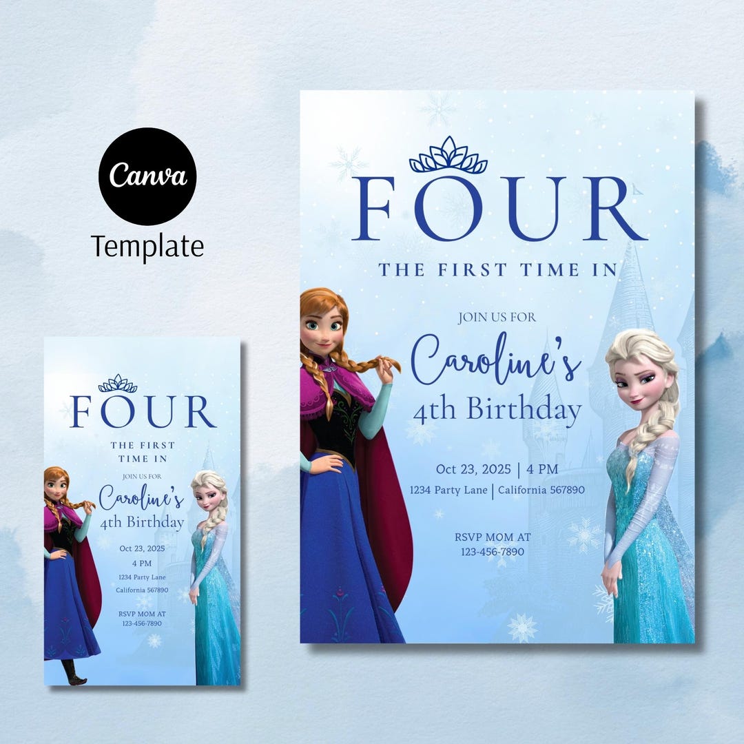 Frozen 4th Birthday Invitation: Elsa & Anna Theme (editable Template ...