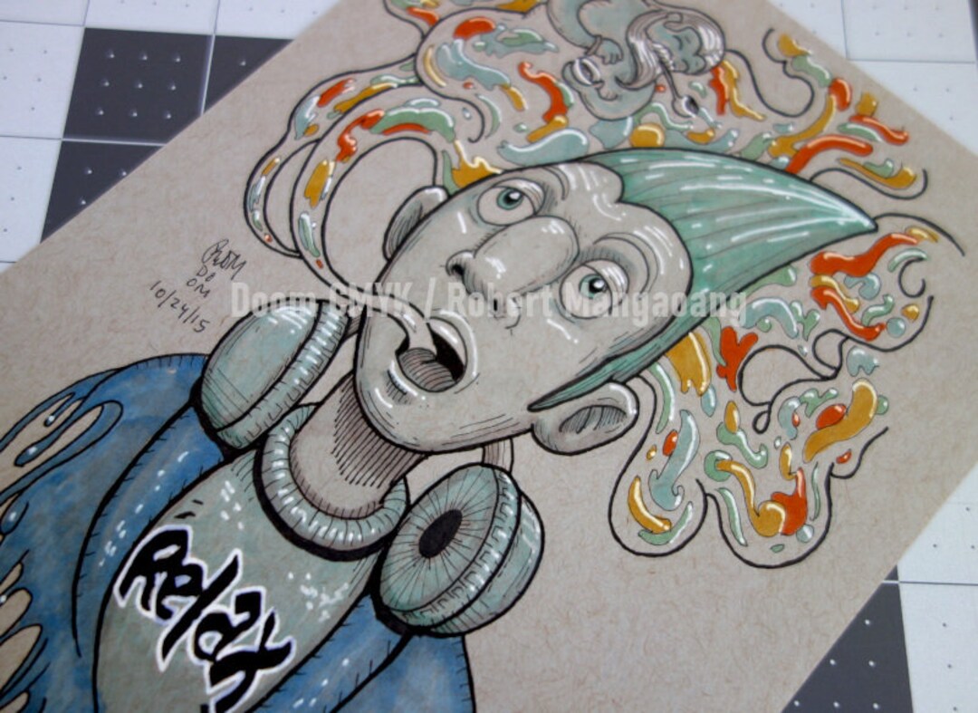 Original Hand Drawn Ink Drawing, Relax on Toned Paper 1 of 1 - Etsy