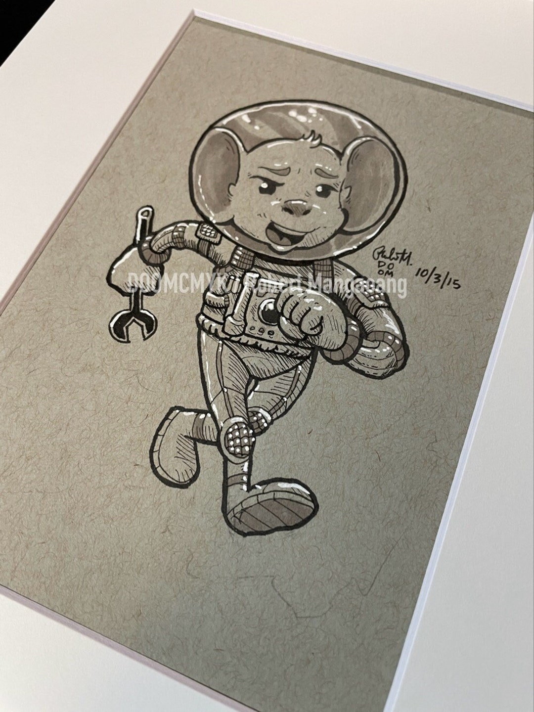 Mouse Astronaut Original Ink Drawing Matted to 8x10 - Etsy