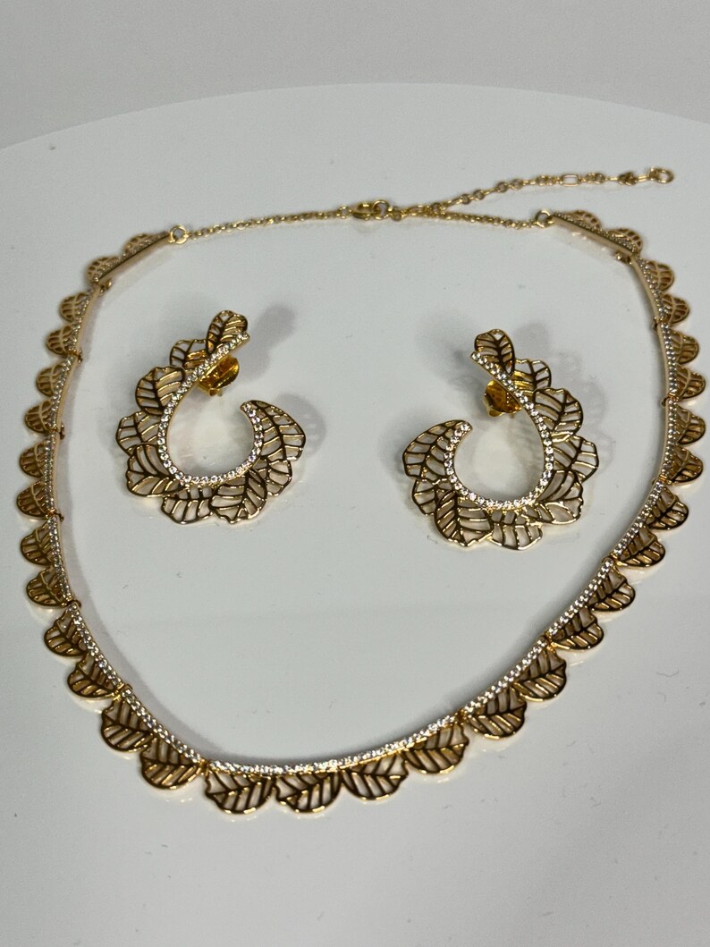 Half Loop Gold Earrings and Necklace Set in 18k Gold Plated - Etsy