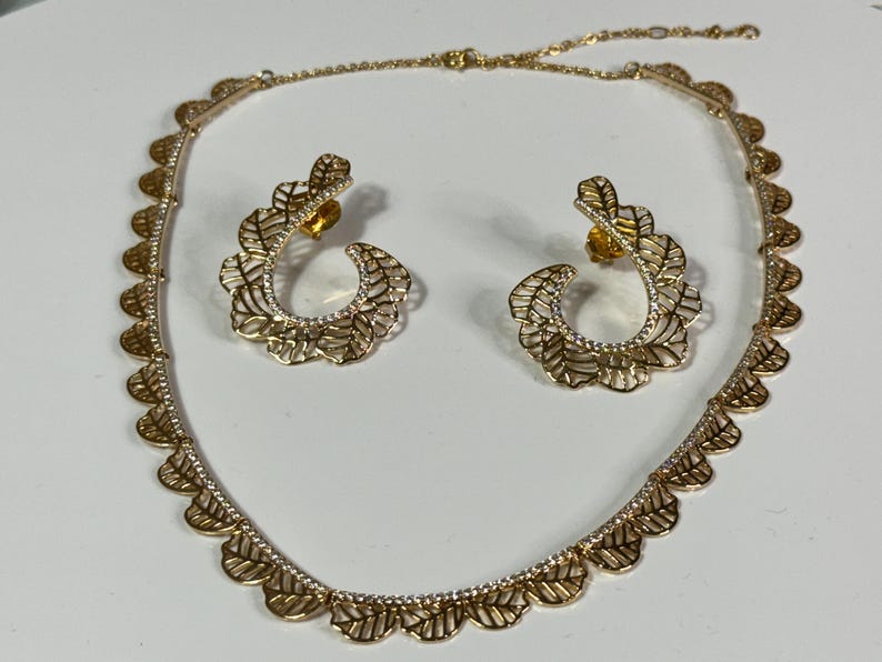 Half Loop Gold Earrings and Necklace Set in 18k Gold Plated - Etsy