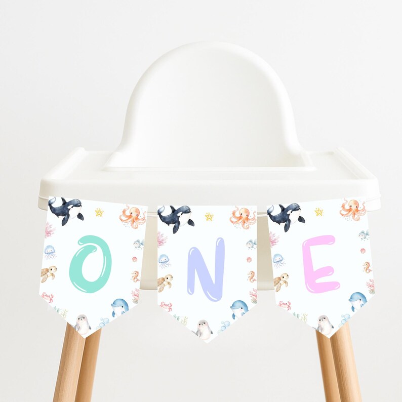 Under the Sea 1st Birthday Bundle, Canva Template (digital Download) - Etsy