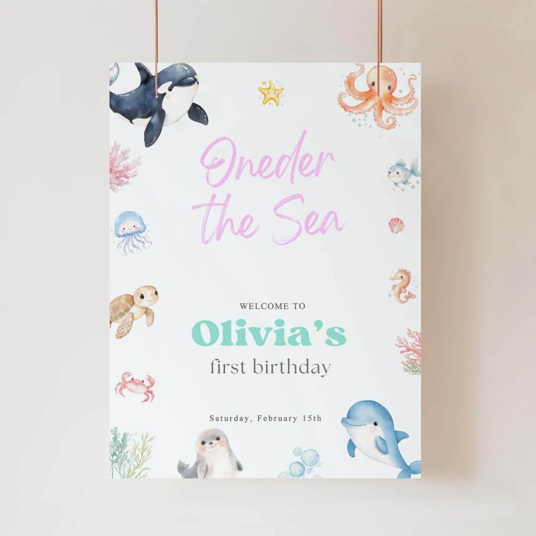 Editable Under the Sea Welcome Sign – Ocean Theme Birthday Poster ...