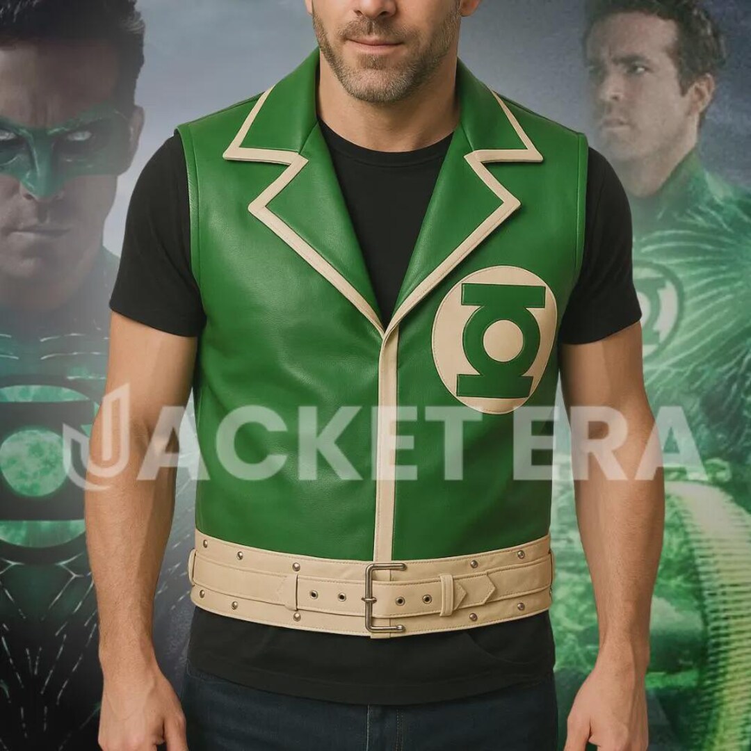 Green Lantern Vest | Guy Gardner Superman Cosplay Costume | Leather ...