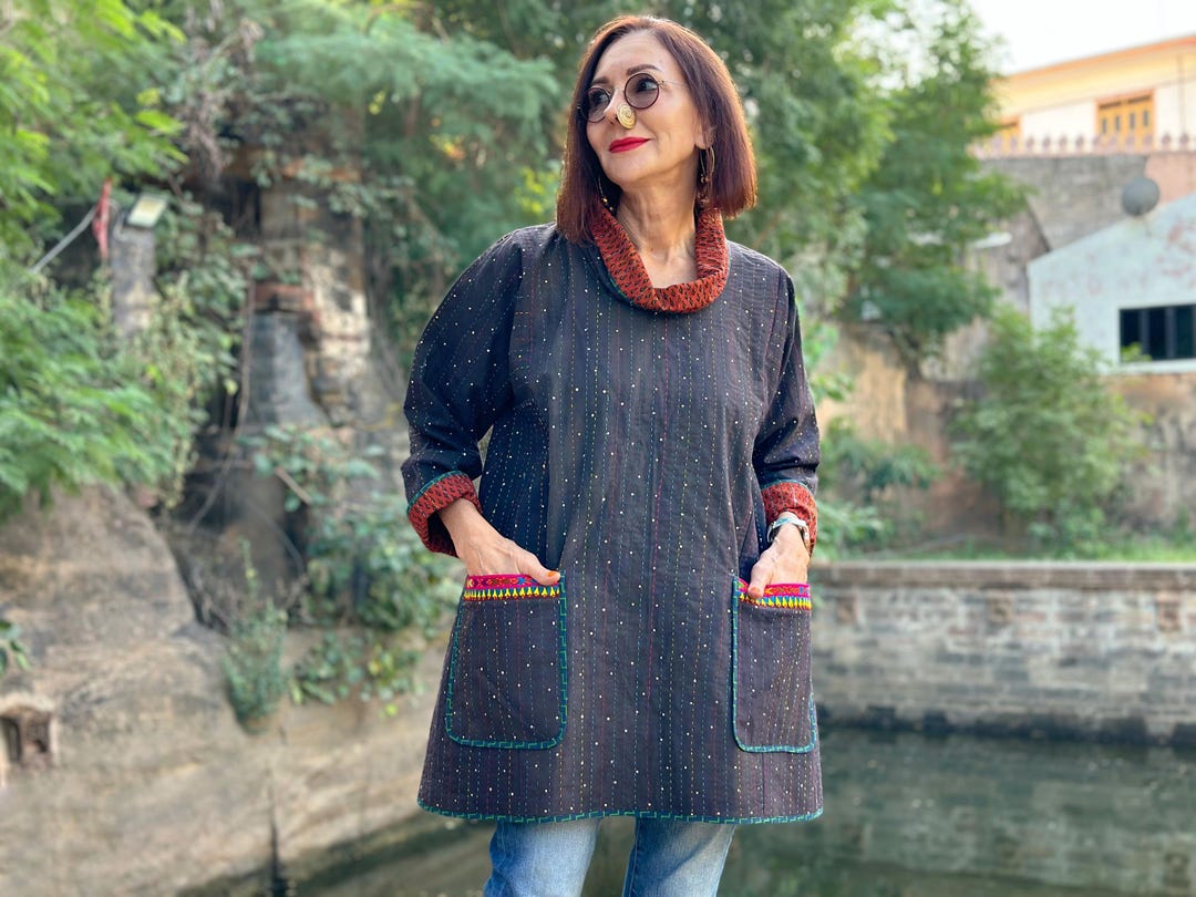 Cotton, Hand Quilted Tunic of Block Printed Fabric. This Handmade ...