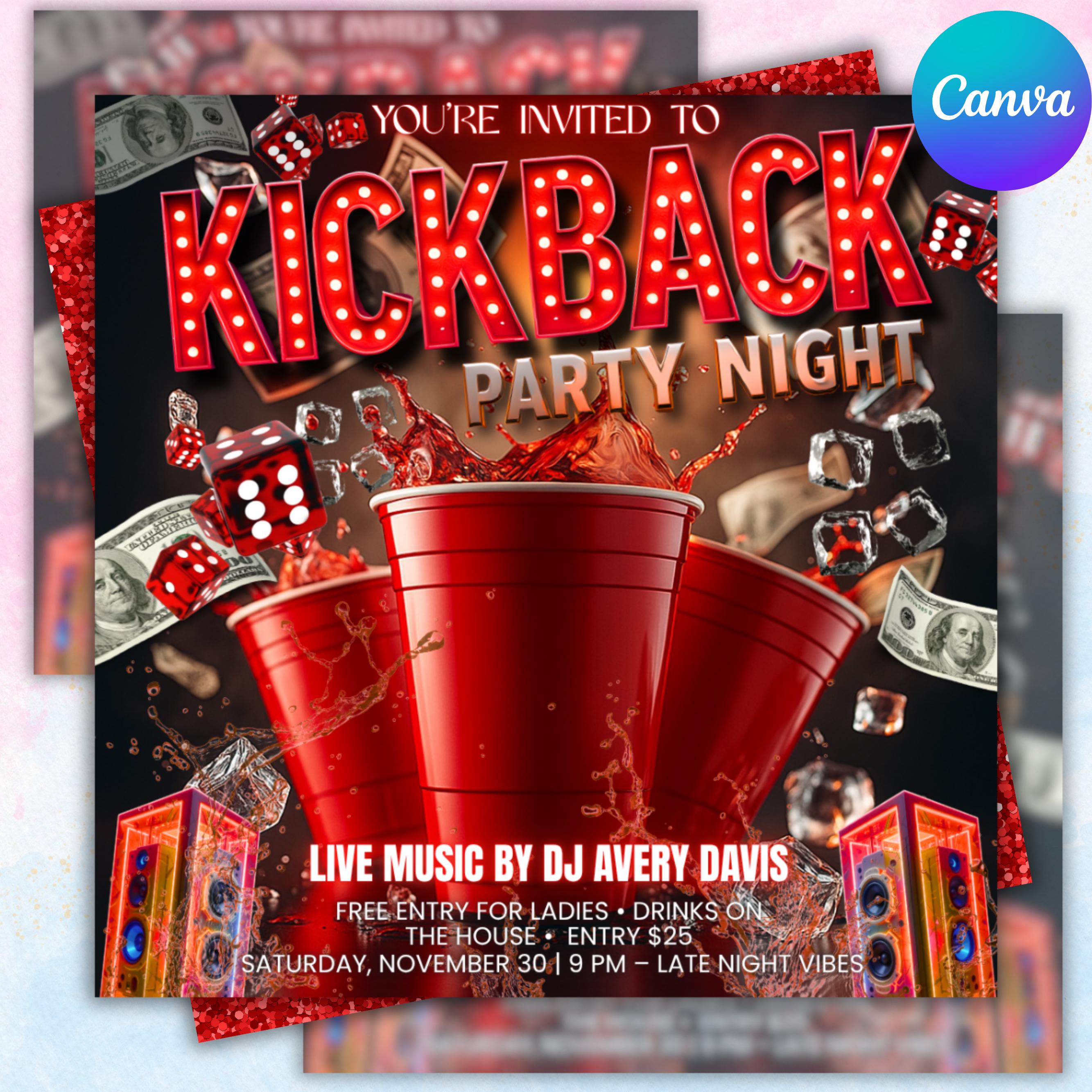 Kickback Party Flyer, Editable Kickback Club Flyer, Club DJ Party ...