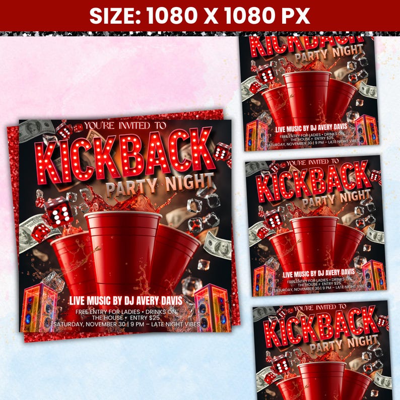 Kickback Party Flyer, Editable Kickback Club Flyer, Club DJ Party ...