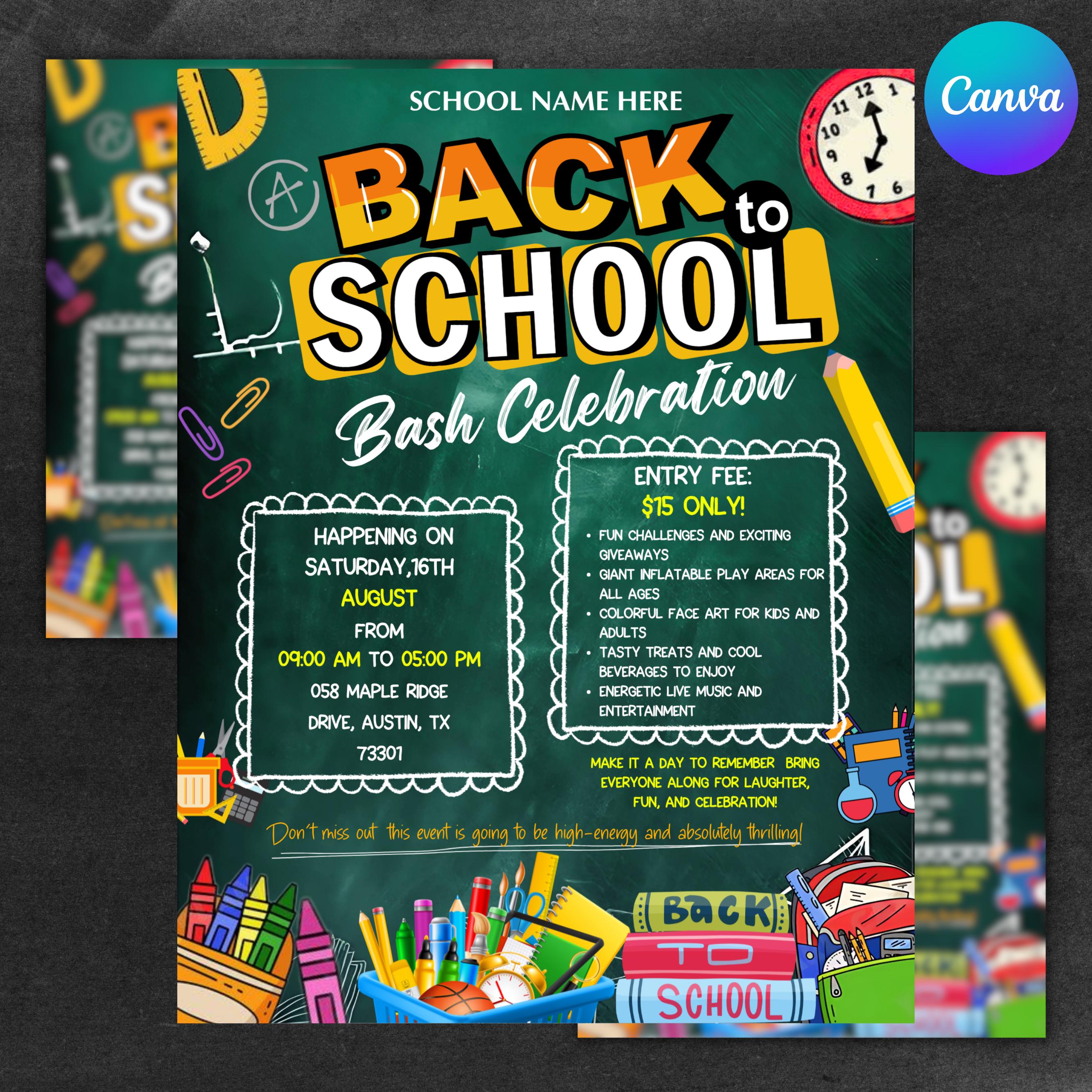 Back to School Bash Flyer, Community Event Invitation (DIY Template) - Etsy
