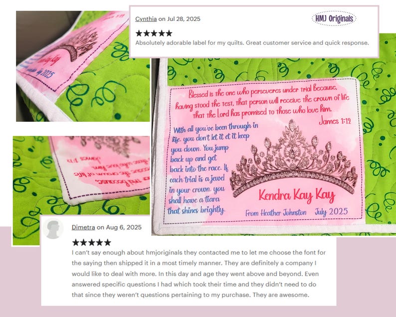 Custom Watercolor Quilt Label Poem Quilt Label Idea Personalized Sew in ...