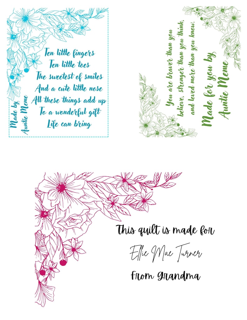 Quilt Label Template Digital Download Printable Tag for Blanket ...