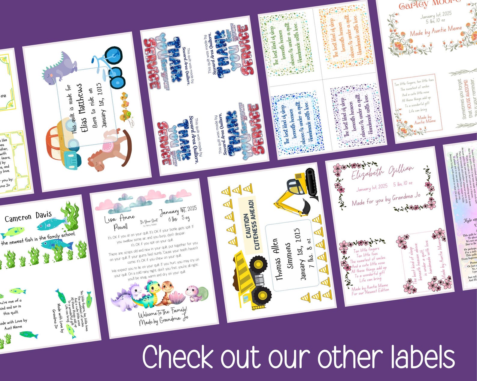 Custom Watercolor Quilt Label Poem Quilt Label Idea Personalized Sew in ...