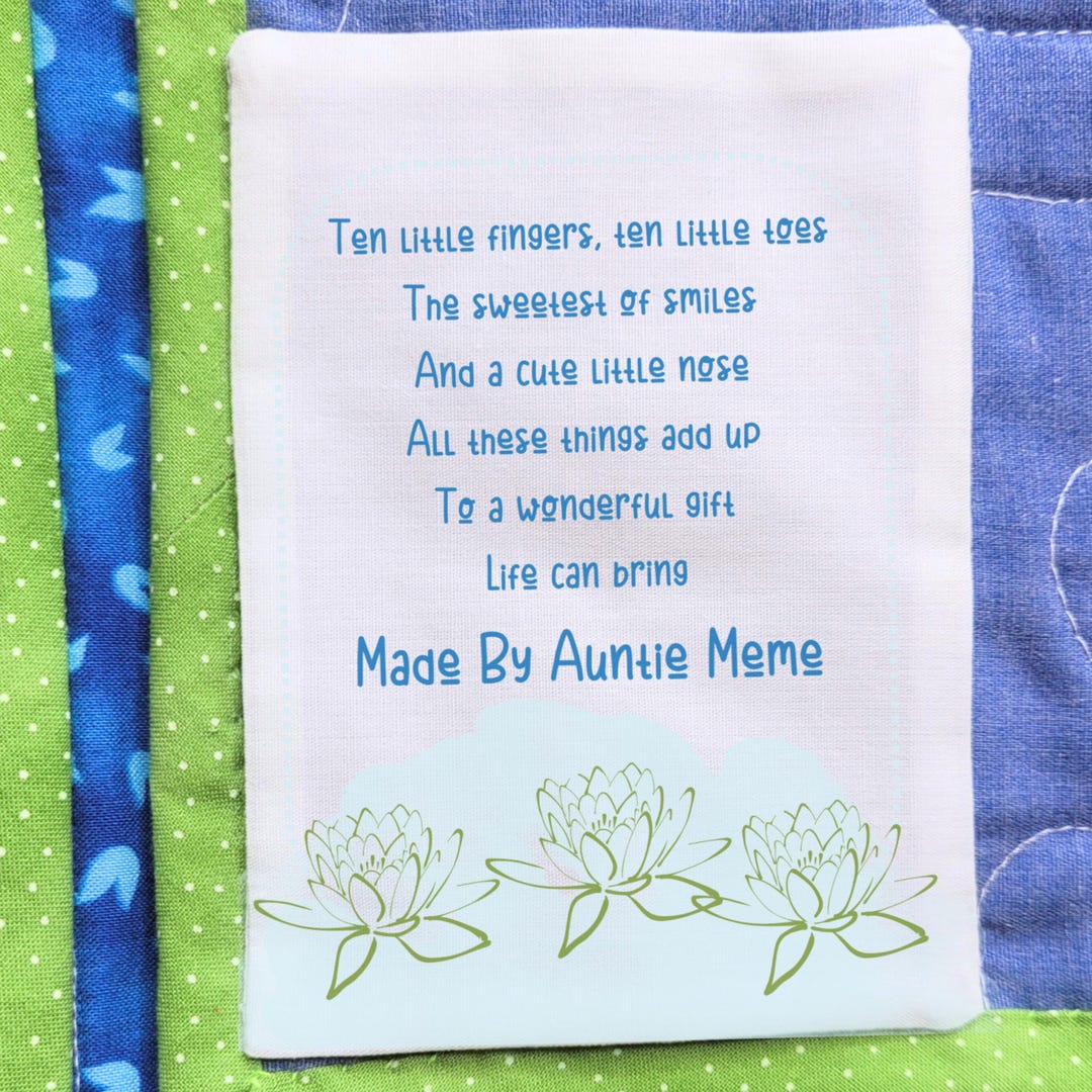 Custom Waterlily Quilt Label for Her Handmade Sublimated Label ...