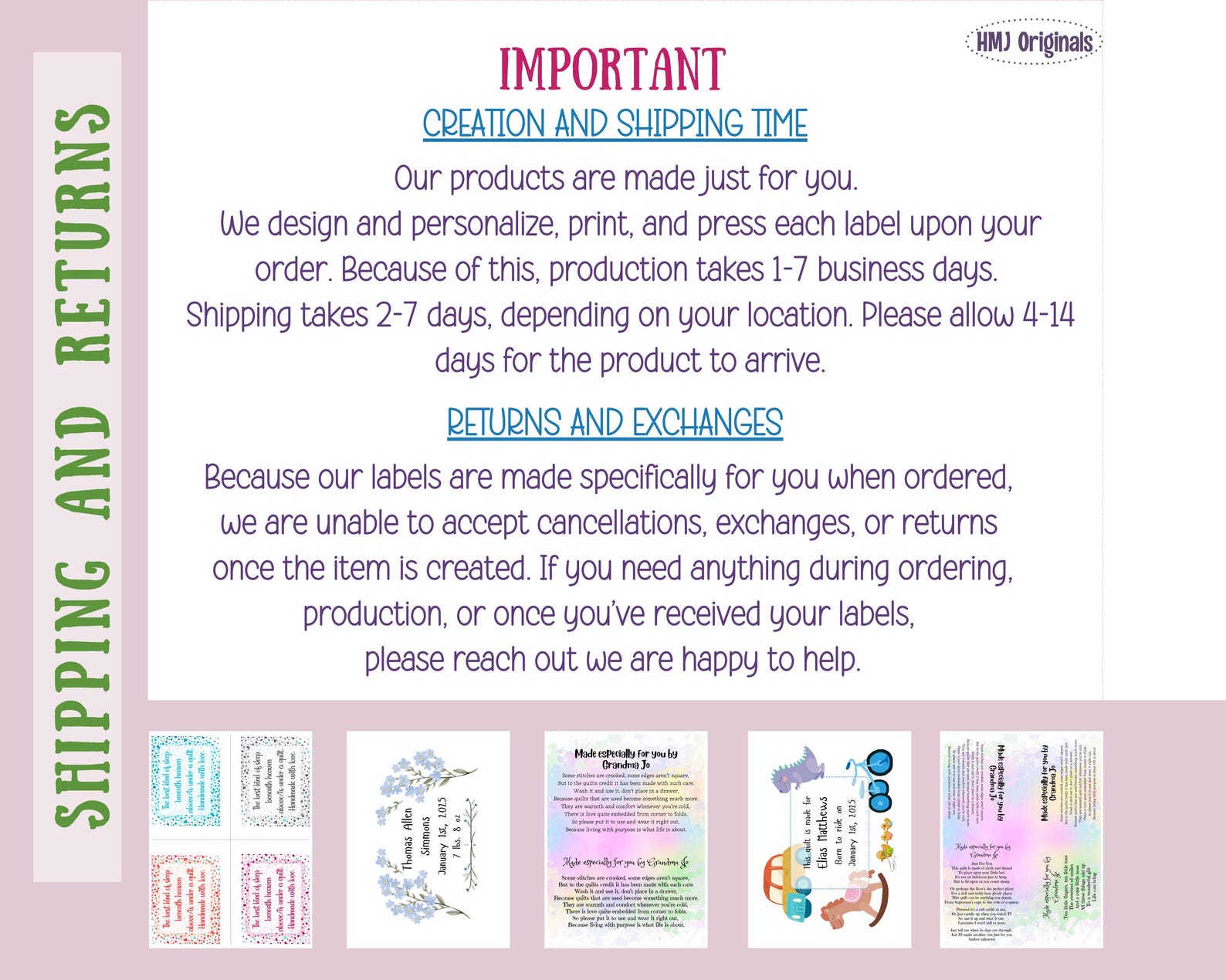 Custom Watercolor Quilt Label Poem Quilt Label Idea Personalized Sew in ...