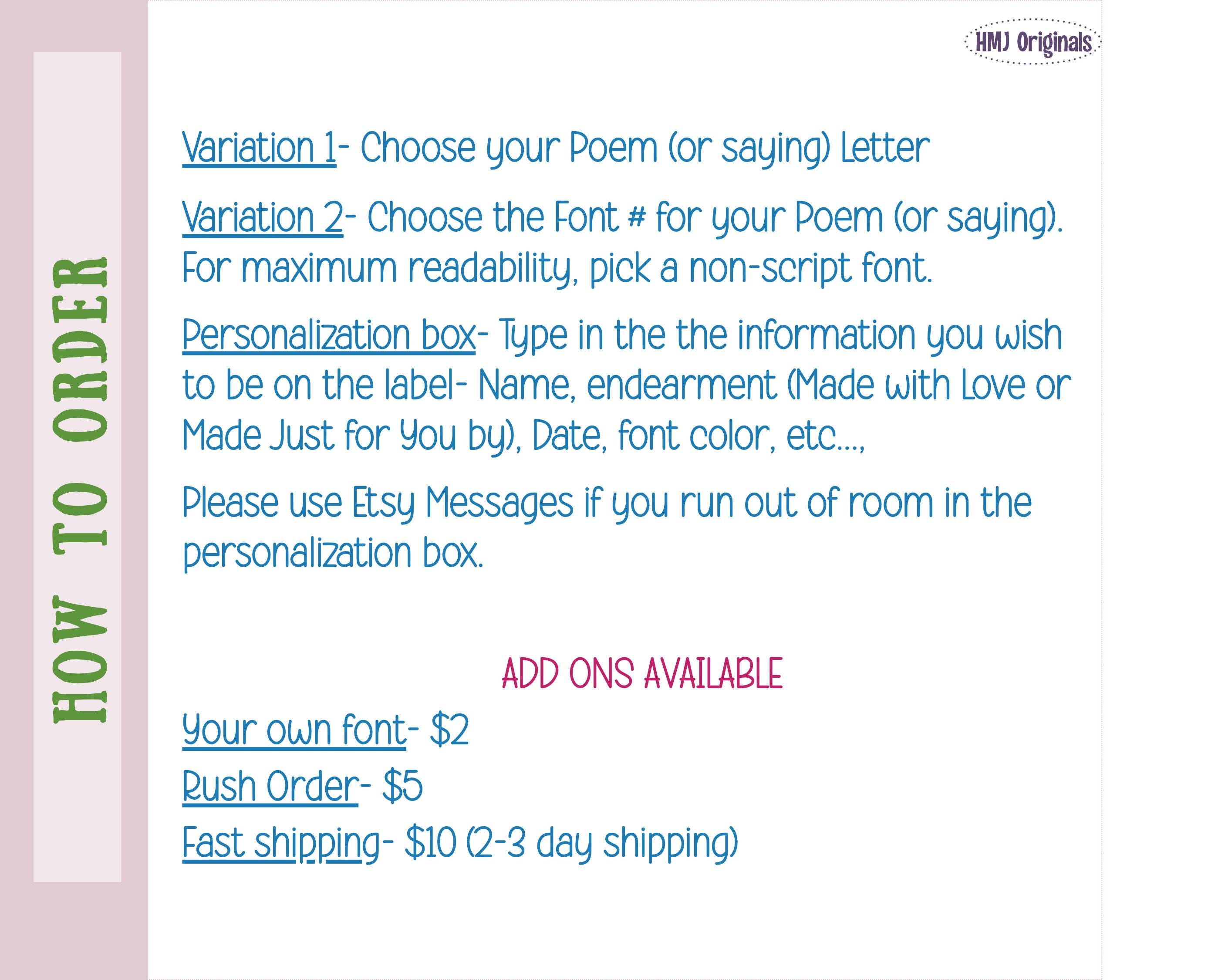 Custom Watercolor Quilt Label Poem Quilt Label Idea Personalized Sew in ...