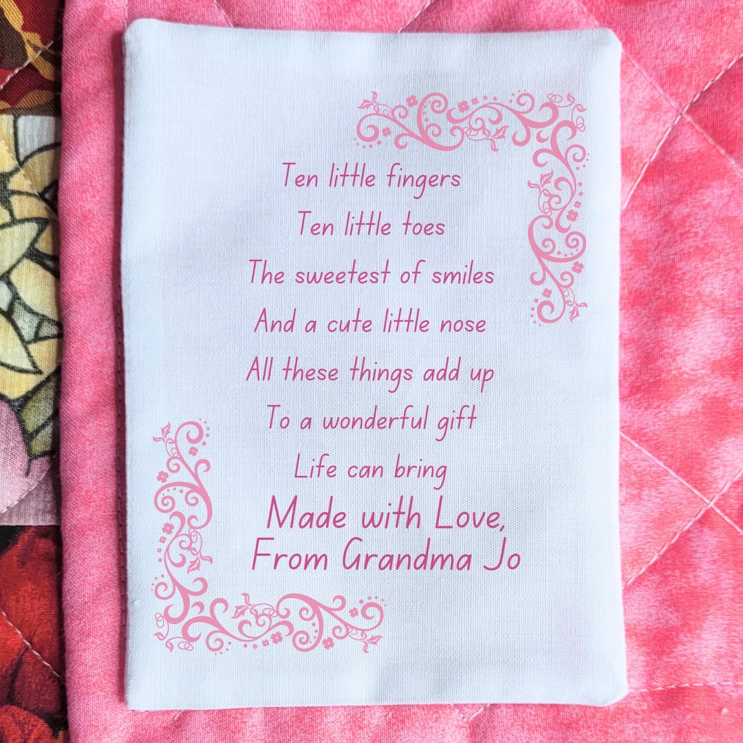 Personalized Quilt Label Custom Design Pink Ivy Scroll Pattern Fabric ...