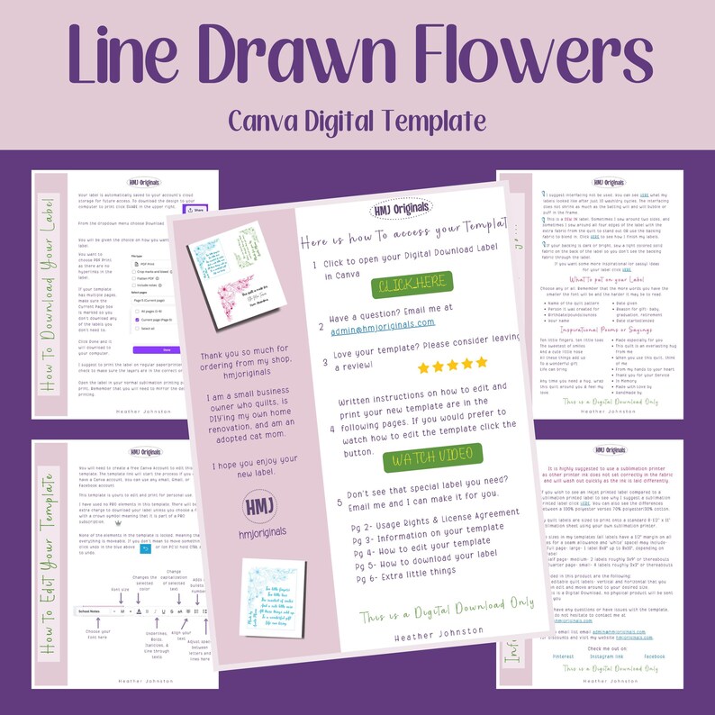 Quilt Label Template Digital Download Printable Tag for Blanket ...