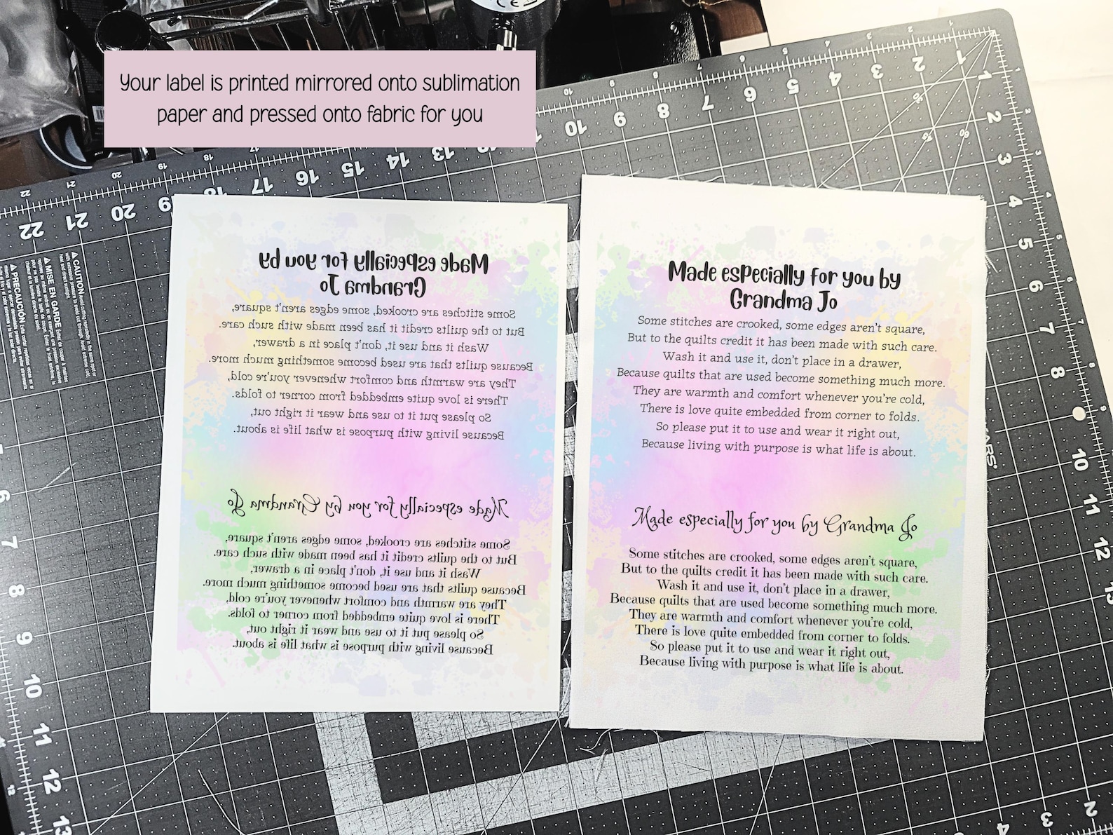Custom Watercolor Quilt Label Poem Quilt Label Idea Personalized Sew in Quilt Label Fabric Label ...