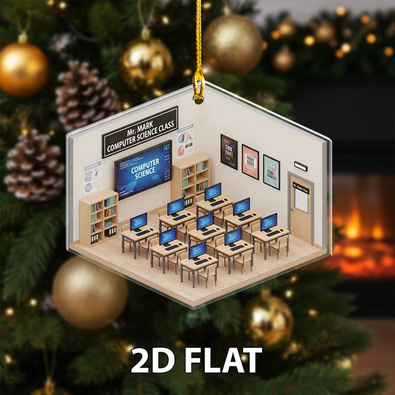 Custom Name Computer Science Class 2D FLAT Ornament, Personalized ...