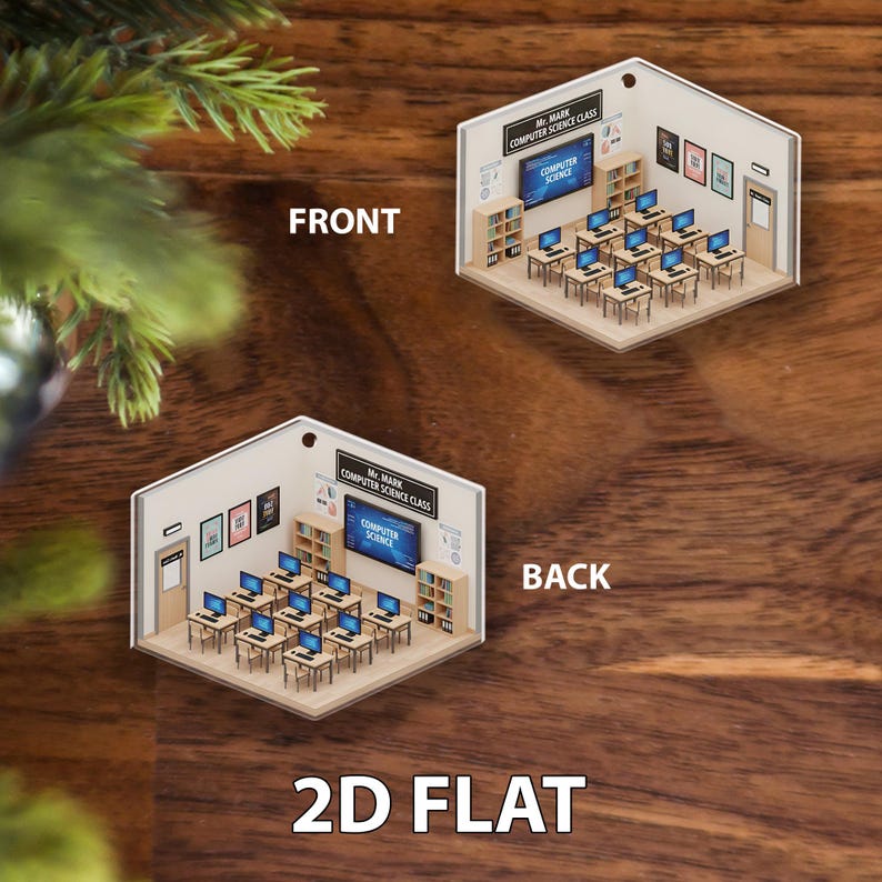 Custom Name Computer Science Class 2D FLAT Ornament, Personalized ...